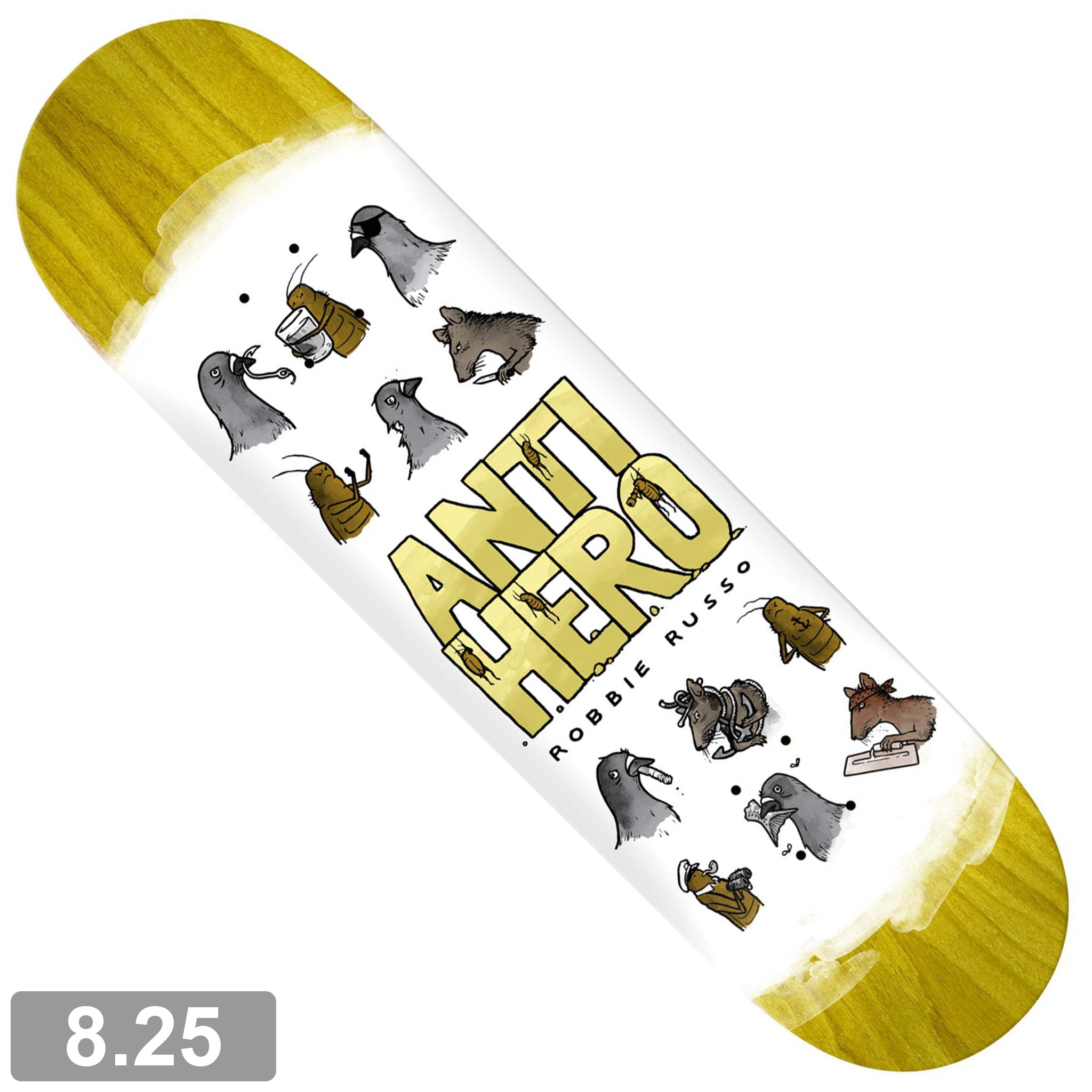 ANTI HERO ROBBIE RUSSO USUAL SUSPECTS PRO DECK 8.25 YELLOW 【 アンタイヒーロー